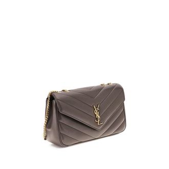 Saint Laurent Womens Gray Lamb Ovis Aries Shoulder Bag