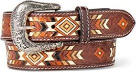 Ariat Ceinture en cuir sud-ouest pour femme avec boucle en argent antique, Multicolore, Large