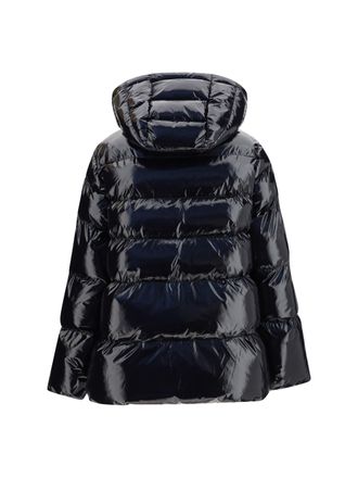 Pinko Womens Hooded Eleodoro Down Jacket Nero Limousine Coat