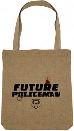 Fabulous Sac Shopping Tote Bag Aspect Lin - Future Policeman Job Security - Sac de Courses Toile Epaisse 360g Beige Naturel Cabas Port&eacute; Epaule Solide Imprim&eacute; e
