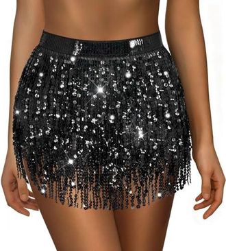 Generic Jupe unie en mousseline de soie pour femme - Jupe de danse bulle - Jupe courte - Jaune, Noir, taille unique