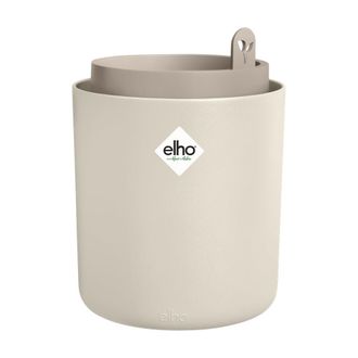 ELHO Bouncy Basil 16 Blumentopf - Basilikum Topf mit Au&szlig;entopf - 100% recyceltes Plastik - &Oslash; 16.5 x H 21.0 cm - Wei&szlig;/Leinenwei&szlig;
