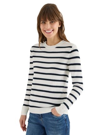 Cecil Damen Gestreifter Strukturpullover