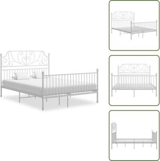 vidaXL Bettgestell Wei&szlig; Metall 160x200 cm - Metallbett - Doppelbett - Wei&szlig;es Bett - Bettrahmen - Boxspringbetten