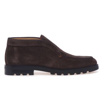 Santoni Braune Wildlederstiefel mit orangefarbenen N&auml;hten - - Shoes - Herren - Braun - 41 EU