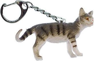 Miniblings gris Tabby chat Shorthair Porte-clé Porte-clés Pet chat - Bijoux mode main I I Pendentif trousseau de clés Porte-clef