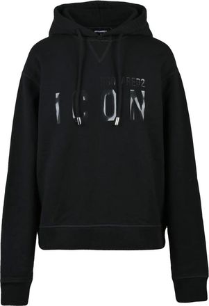Dsquared2 Femme, Sweatshirts et sweats &agrave; capuche, Noir, Taille: 38 FR Felpa cappuccio