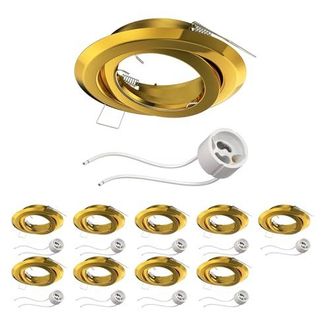 LEDs Com 10 pièces cadre dencastrement au plafond FABI, rond, pivotant, or brillant (GU10/MR16/GU5,3/50mm) douille incluse