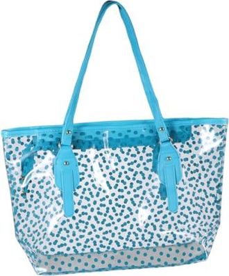Frcolor Sac de Plage Imperméable PVC à Motifs Ronds Bleu Cabas Mode Femme Léger pour Piscine