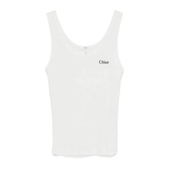 Chlo&eacute; Geripptes Baumwoll-Top - - Tops - Damen - Wei&szlig; - L
