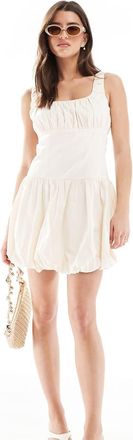 the frolic Exclusive - Minikleid aus Popeline in Creme mit geraffter Brustpartie, abfallender Taillennaht und Ballonrock-Wei&szlig;