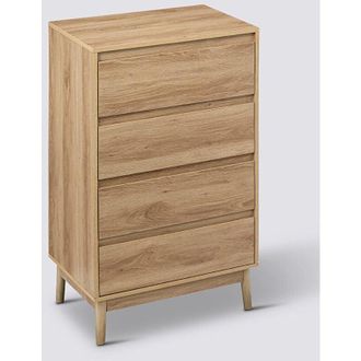 PEGANE Pegane - Commode beige avec 4 tiroirs - Dimensions 60x40x107,3 cm - Meuble de rangement en bois pour int&eacute;rieur moderne
