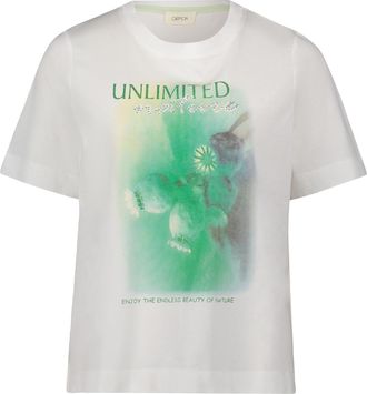 Cartoon Damen Printshirt mit Rundhalsausschnitt 46, Patch Cream/Green