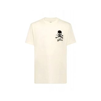 Philipp Plein Bedrucktes Rundhals-T-Shirt Skull & Bones - - Tops - Herren - Wei&szlig; - 2XL