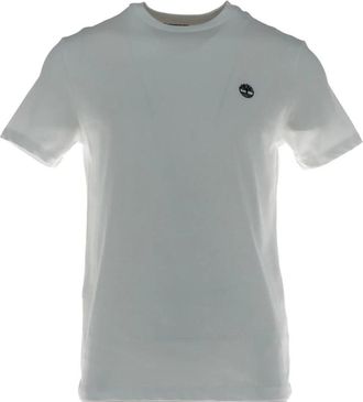 Timberland Homme, Tops, Blanc, Taille: 2XL T-shirt en coton &agrave; manches courtes et col rond