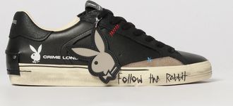 Crime London Deconstructed Playboy x Sneaker aus schwarzem Leder mit Print und Charm