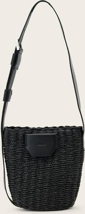 AllSaints Alba - Umh&auml;ngetasche aus Bast in Schwarz