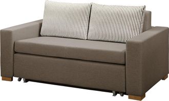 Mørteens home24 Schlafsofa Basic Braun Webstoff Sari / Webstoff Habren 153cm mit Schlaffunktion Skandi