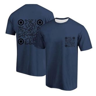 Generic T Shirt Homme T-shirt Col Rond Imprim&eacute; Code QR Manches Courtes D&eacute;contract&eacute; Tendance D&eacute;contract&eacute; Confortable T-shirt de Sport, Marine, XXL