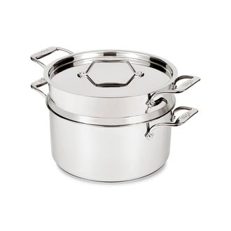 All-Clad Simply Strain Suppentopf aus Edelstahl, Multipot mit Einsatz und Deckel, 8 Quart, Induktion, ofenfest, 600 F, Sieb, Nudelsieb mit Griff, Dampfgarer, T