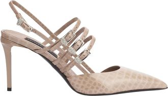 Philipp Plein Femme, Chaussures, Beige, Taille: 39 EU Escarpins Slingback en Cuir Imprim&eacute; Croco