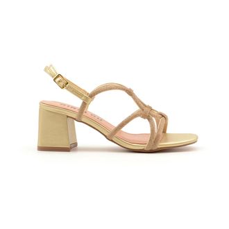 Bibi Lou Femme, Chaussures, Jaune, Taille: 36 EU Sandales dorées croisées en strass