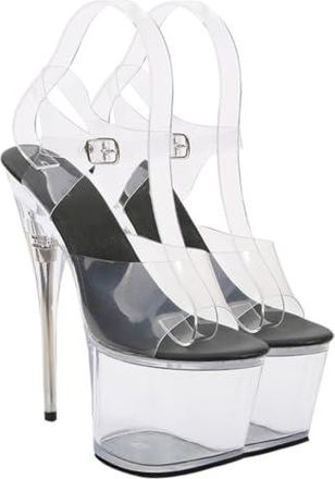 Garneck Sandales &agrave; Talons Transparents Super Hauts pour Femme Design &Eacute;l&eacute;gant et Respirant Chaussures &eacute;t&eacute; Chic pour Soir&eacute;es et Mariages Plateforme Fine et Conf