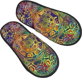 Generic Mandala Psych&eacute;d&eacute;lique Color&eacute; Homme Femme Slippers Respirantes Chaussons Peluche Chaussures De Maison Pour Int&eacute;rieur Hiver Maison L
