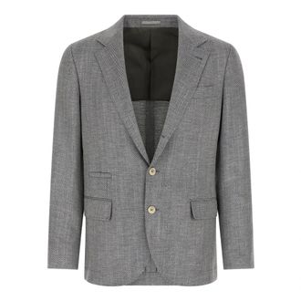 Brunello Cucinelli Chevron Deconstructed Blazer - - Jackets - Herren - Grau - M