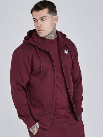 Siksilk Hoodie SikSilk Herren Bordeaux Essentials Full Zip Kapuzenpullover