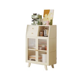 Generic K&uuml;chenschrank, Mikrowellenregal aus Massivholz, mit staubdichten Schrankt&uuml;ren und verl&auml;ngerten F&uuml;&szlig;en, geeignet for Wohn- und Esszimmer(68x95x32cm)