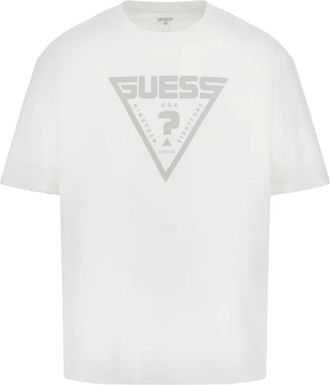Guess Dreieck Logo Baumwoll T-Shirt - - Tops - Herren - Wei&szlig; - 2XL
