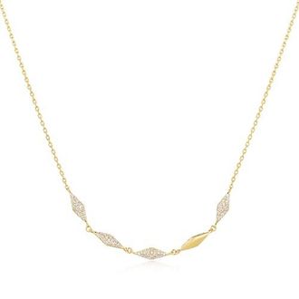 Ania Haie Dusk Divas Multi Sparkle Collier pour femme en argent sterling 925 plaqué or 14 carats, serti de 100 zircons, longueur : 40 cm + rallonge de 5 cm, emb