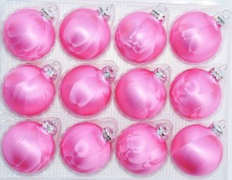 Thüringer Glasdesign Jack 12x Glas Eislack Christbaumkugeln 6cm Thüringer Weihnachtskugeln Kugeln, Farbe:Pink Eislack