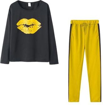 Generic WishAliExpress Surv&ecirc;tement &agrave; manches mi-longues et col rond imprim&eacute; pour la Saint-Valentin 2026, jaune, XXL