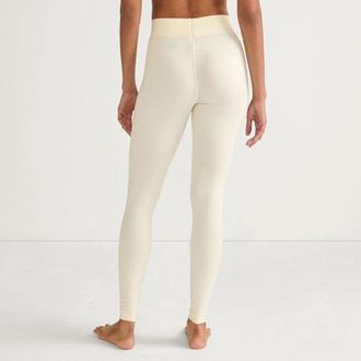 Lands End Lange Stretch-THERMASKIN-Unterhose, Damen, Größe:40-42 regular, Weiß, Elasthan/Polyester-Mischung, by Lands End