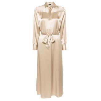 Kiton Klassischer Hemdblusen-Shirtdress aus Seide - - Dresses - Damen - Beige - M