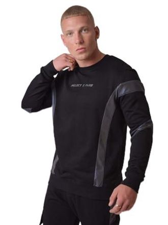 Project X Paris Sweat col Rond empi&egrave;cement r&eacute;fl&eacute;chissant Noir S