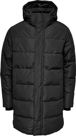 Only & Sons ONSCARL Long Quilted Coat OTW Manteau, Noir, M Homme