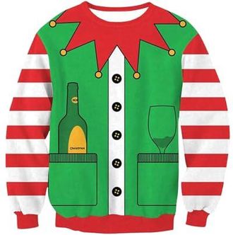 Generic Pull De Noel Homme Manches Longues, Sweat No&euml;L Imprim&eacute;S Drole-Sweatshirt Homme Automne Et Hiver Col Rond Christmas Sweat-Shirts Pullover Chauds Grande