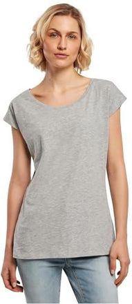 Build Your Brand T-Shirt Tendance à col Large pour Femme en Coton Disponible dans de Nombreuses Couleurs, Tailles XS-5XL, Gris, 4XL
