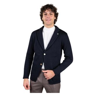 Manuel Ritz Homme, Vestes, Bleu, Taille: M Wool Blend Knitted Blazer