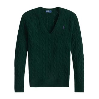 Polo Ralph Lauren Femme, Pulls, Vert, Taille: 36 FR Pull à col en V en maille torsadée Kimberly
