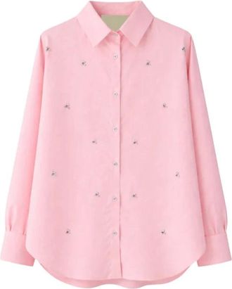 A Paper Kid Femme, Blouses et Chemises, Rose, Taille: 42 FR Chemise en coton &agrave; boutons