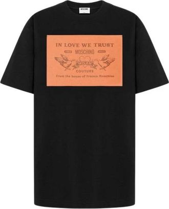 Moschino unisex, Tops, Noir, Taille: XS In Love We Trust T-Shirt