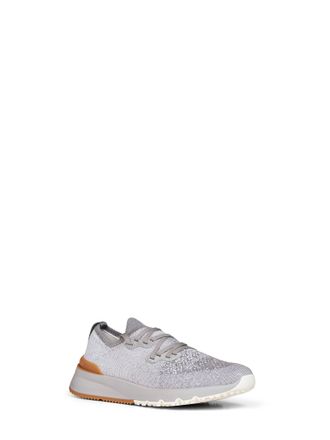 Brunello Cucinelli Mens Runners Chin&eacute; Knit Grey Cotton Trainers Sneaker