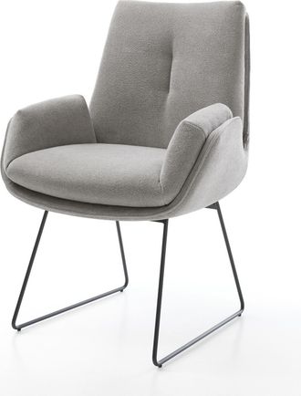 DELIFE Esszimmerstuhl Clea-Flex Strukturstoff Soft Grau Kufengestell Schwarz, Esszimmerst&uuml;hle