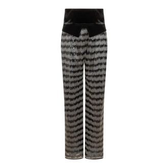 Emporio Armani Femme, Pantalons, Multicolore, Taille: 42 FR Pantalon Droit Orn&eacute; de Sequins