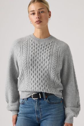 Levi's Jolie Cable Crewneck Sweater - Femme - Gris / Mid Heather Grey Bc22 - L