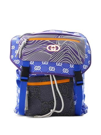 Gucci Panelled Double Buckle GG Jacquard Nylon and Rubber Large backpack - Multicolore